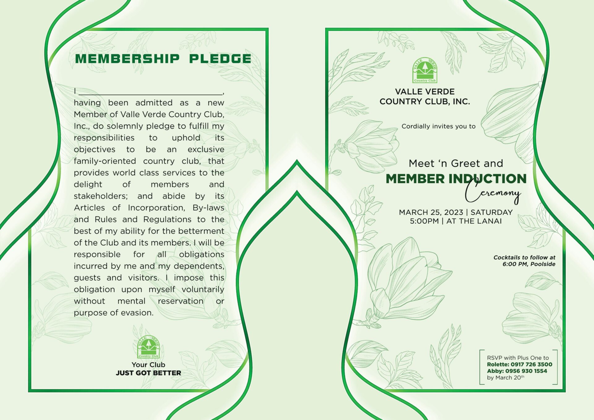 MEET N’ GREET & MEMBER INDUCTION CEREMONY | Valle Verde Country Club, Inc.